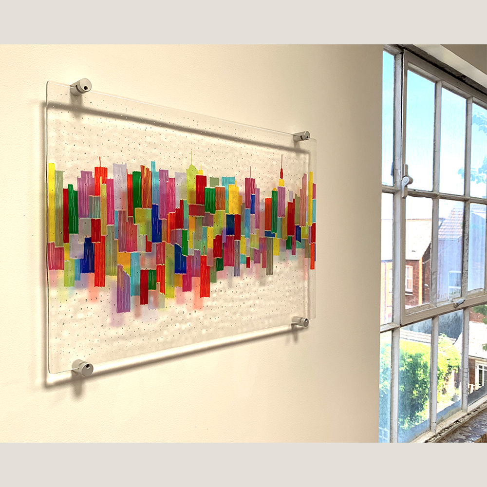 Fused Glass Wall Sculpture I Neon NYC by Adam Hussain I Boha